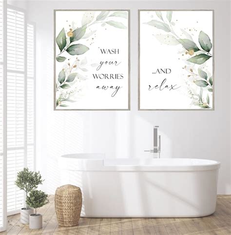 Bathroom Wall Art Printsbathroom Printsbotanical Wall Etsy