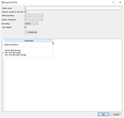 Bug Import Table From Csv File Treats Line Break Characters Inside