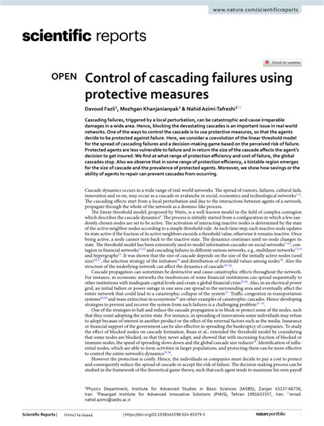 PDF Control Of Cascading Failures Using Protective Measures