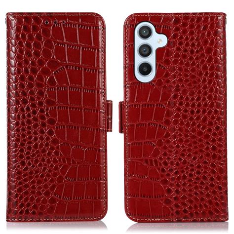 Samsung Galaxy S Fe Crocodile Series Wallet Leather Case With Rfid Red