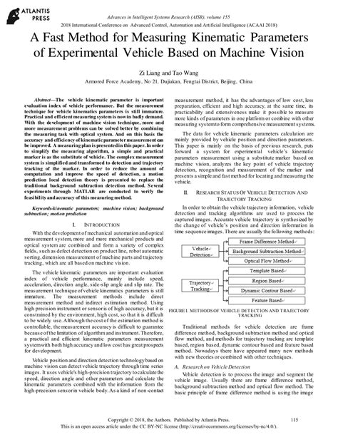 Pdf A Fast Method For Measuring Kinematic Parameters Of Experimental Vehicle Based On Machine
