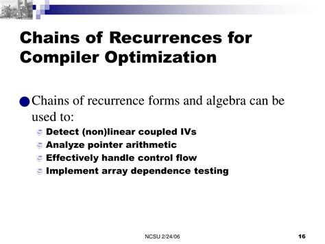 Ppt Array Dependence Analysis With The Chains Of Recurrences