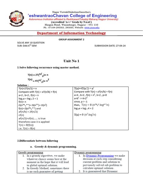 Daa Assignment Pdf Computational Complexity Theory Computational