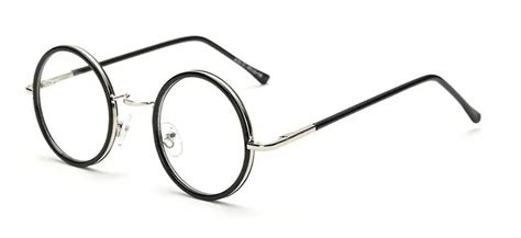 45mm Vintage Round Eyeglass Frames Bright Black Glass Spectacles Retro