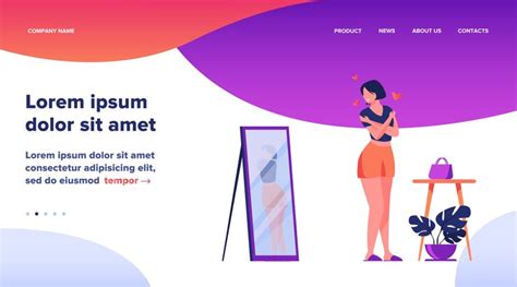 Free Vector Narcissist Lady Standing At Mirror And Looking At