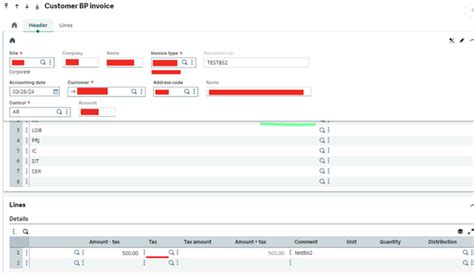 customer bp invoice function field tax allows for display input general discussion sage