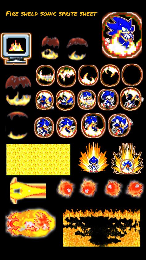 My Modern Fire Shield Sonic Sprite Sheet By Shadowxcode On Deviantart