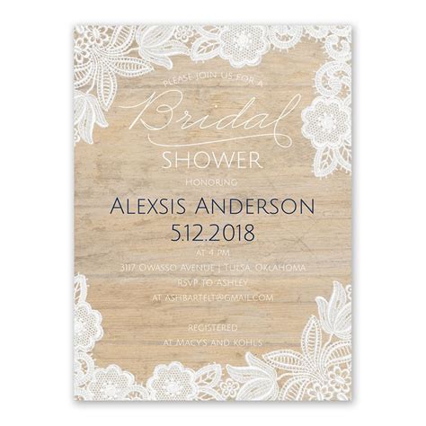 A Wooden And Lace Bridal Shower Card