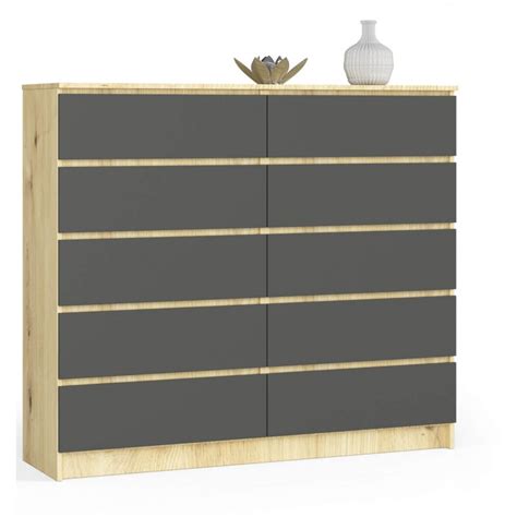 Komoda K140 10SZ artisan oak šedý grafit SG nábytek