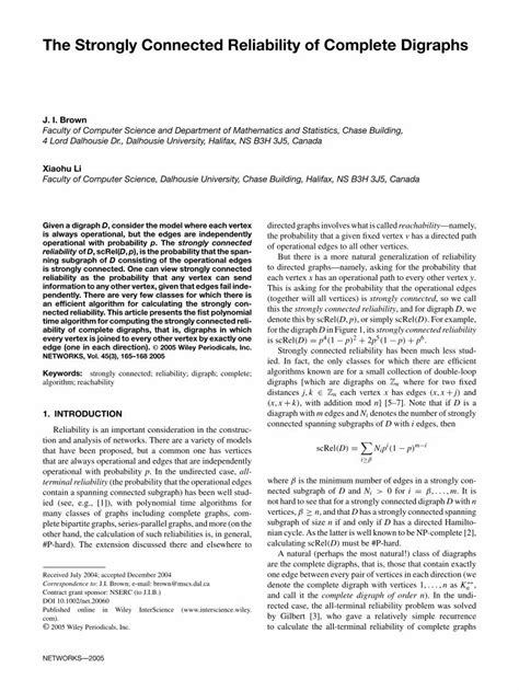 Pdf The Strongly Connected Reliability Of Complete Digraphs Dokumen
