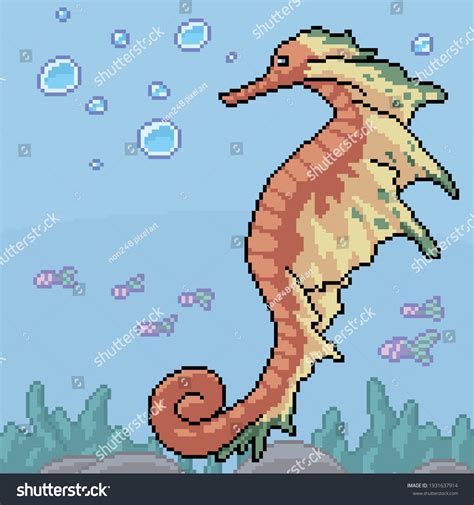 판타지 해마 수중 픽셀 아트 스톡 벡터로열티 프리 1931637914 Shutterstock