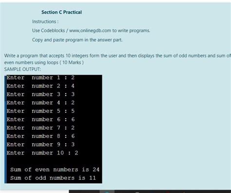 Solved Section C Practical Instructions Use Codeblocks Chegg