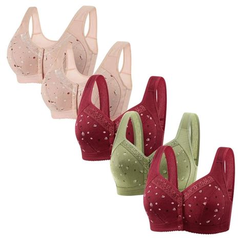 Reoriafee Push Up Bras For Women Plus Size 5 Pack Front Closure