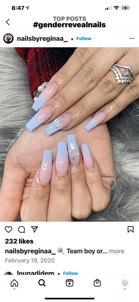 Pin On Gender Reveal Nails Gender Reveal Nails Blue Ombre Nails
