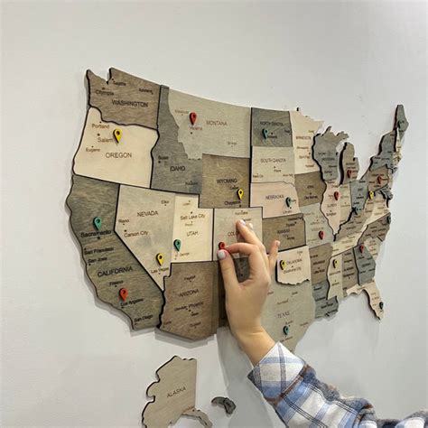 Push Pin United States Map Wood Etsy