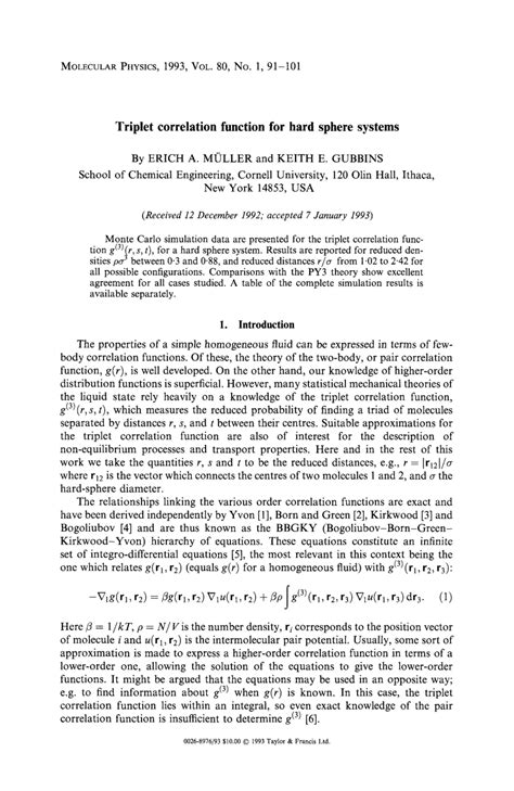 Pdf Triplet Correlation Function For Hard Sphere Systems