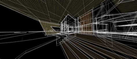 Architecture Design Concept D Perspective Wire Frame Rendering