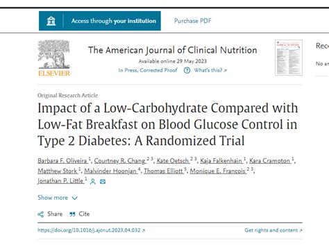 Ajcn：减少早餐中碳水化合物的摄入或能让2型糖尿病患者获益血糖研究机体
