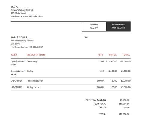 Set Up An Estimate By Line Item