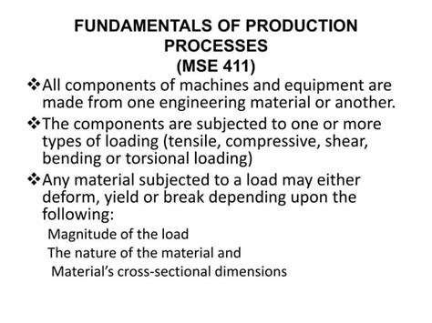 Fundamentals Of Production Processes Metal Forming Processes Metal