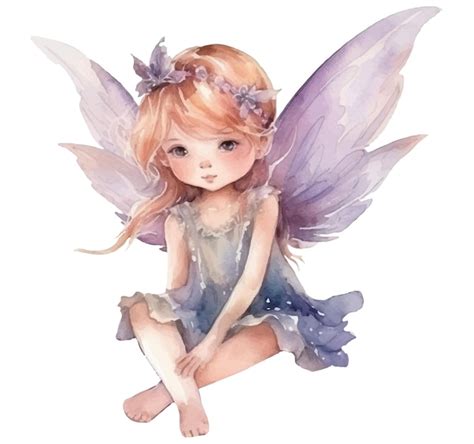 Ilustração em aquarela de uma fada asas e uma coroa de flores