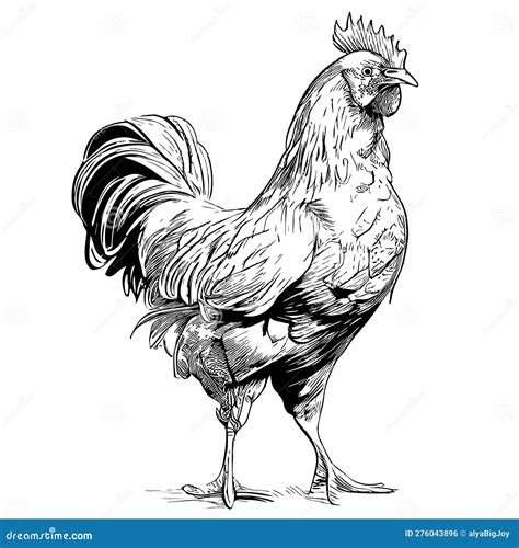 Rooster Standing Hand Made Scetch Vector Illustration Farm Stock Illustration Illustration Of
