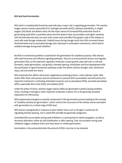 Ros Document Pdf Reactive Oxygen Species Germination