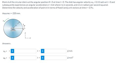 Solved Point A Of The Circular Disk Is At The Angular