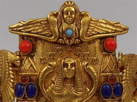 Askew London Egyptian Revival Cleopatra And Falcon Cuff Bracelet At