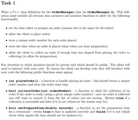 Solved Task 1 Write A C Class Definition For The