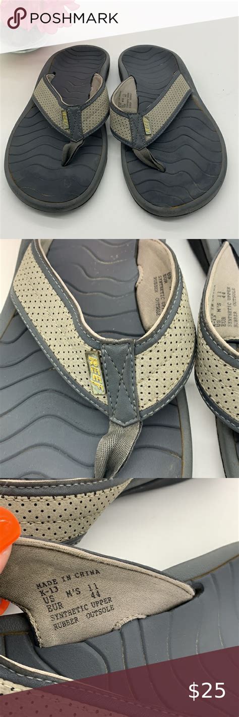 Reef Leather Rubber Tan Black Flip Flop Sz 11 Black Flip Flops
