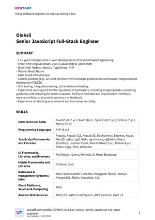 Senior JavaScript Full Stack Engineer From Upstaff PDF