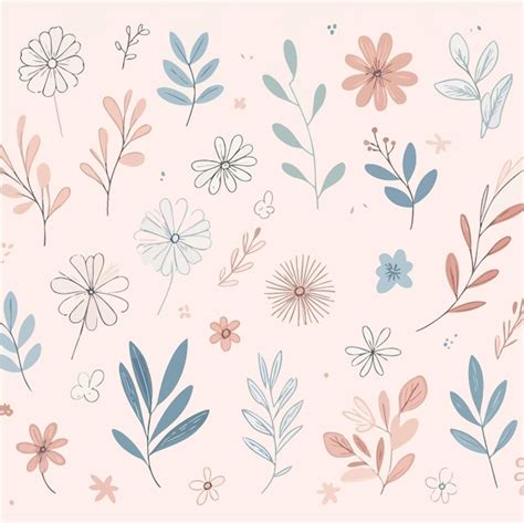 Un Fondo Floral Minimalista Dibujado A Mano Vector Premium