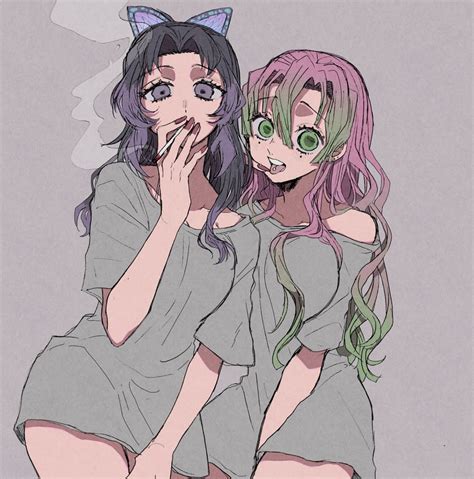 Kochou Shinobu And Kanroji Mitsuri Kimetsu No Yaiba Drawn By Mm25