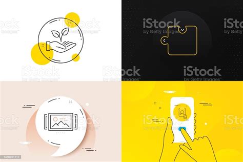 Minimal Set Of Inspect Image Carousel And Helping Hand Line Icons For Web Development Vector