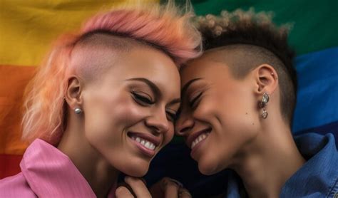 Premium Ai Image A Beautiful Gay Couple With Rainbow Flag Colors