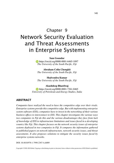 Pdf Network Security Evaluation And Threat Assessments In Enterprise