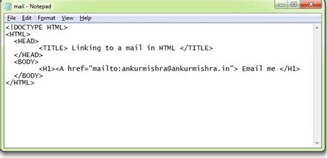 Linking To A Mail System In HTML