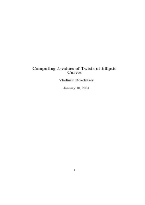 Pdf Computing L Values Of Twists Of Elliptic Curves