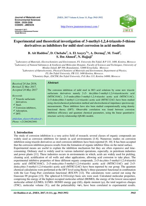 Pdf Experimental And Theoretical Investigation Of 3 Methyl 124 Triazole 5 Thione Derivatives