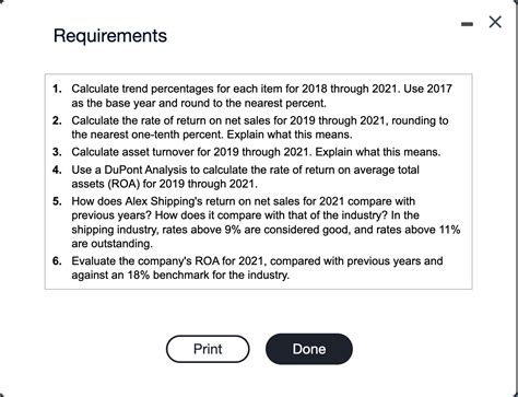 solved net sales net income and total assets for alex