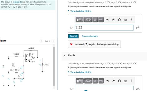 Solved The Circuit In Figure 1 Is A Non Inverting Summing Chegg