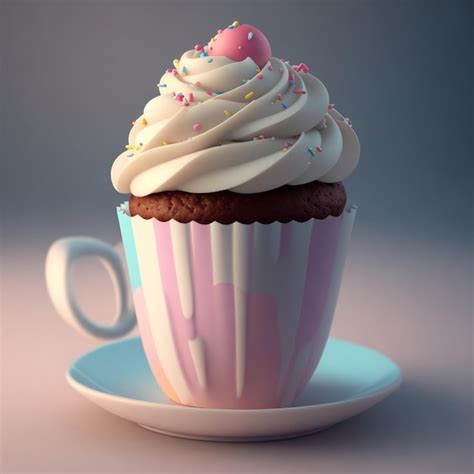 Premium Ai Image A Cupcake With Pink Frosting And A Cherry On Top