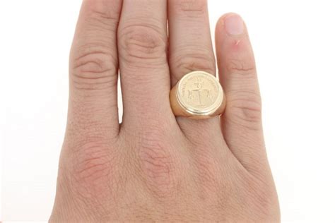 Yellow Gold Fbi 10 Year Service Ring 10k Mens Signet For Sale At