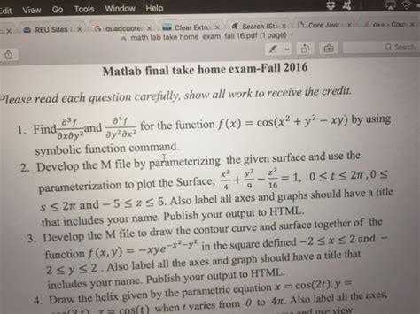 solved find partial 2f partial x partial y 2 and
