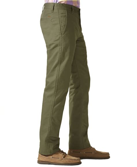 Dockers D1 Slim Tapered Fit Alpha Khaki Flat Front Pants In Green For