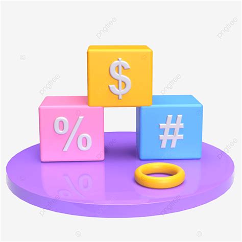 Bloque De Representación 3d Del Símbolo De Negocio PNG Bloquear