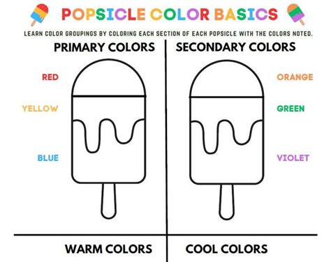 Popsicle Color Basics Digital Download Printable File Etsy