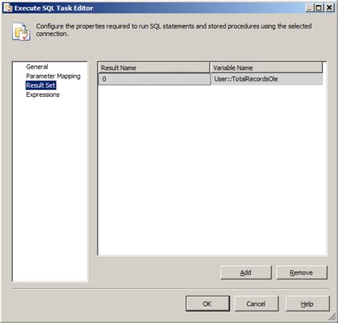 Sql Server 2005 Return Integer Value From Ssis Execute Sql Task Stack Overflow