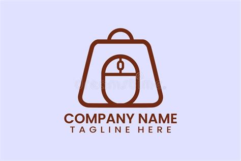 Flat Computer Mouse Shop Logo Template Vector Design Illustration Stock